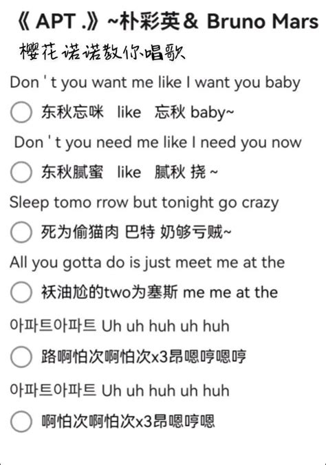 Apt英文歌词完整版歌词图片 抖音