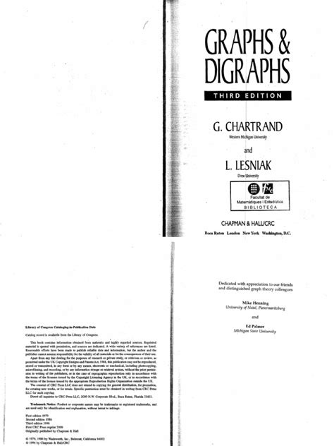 Pub Graphs And Digraphs Third Edition Pdf Pdf Vertex Graph Theory Graph Theory