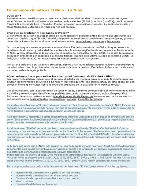 Fenómenos El Niño Pdf Herida Circulación Atmosférica