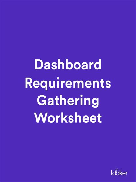 Dashboard Requirements Gathering Worksheet Pdf Data Information