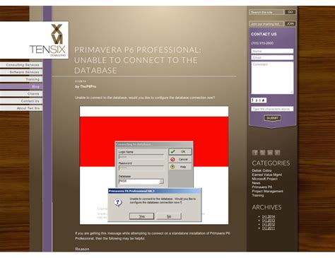Pdf Troubleshootingprimavera P6 Professional Unable To Connect To