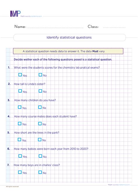 statistics worksheets grade 6