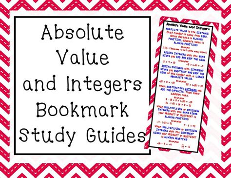 Integer Rules Bookmark Absolute Value And Integers