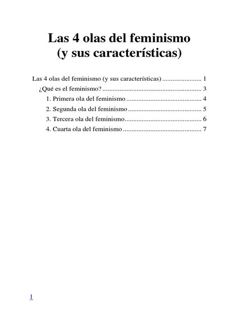 Las 4 Olas Del Feminismo Pdf Feminismo Estudios De Género