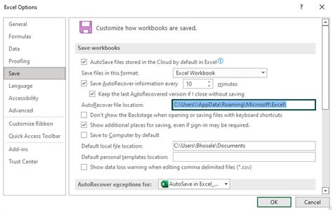 Autosave In Excel How To Turn Onturn Off And Recover File