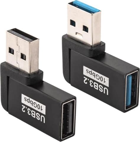 Leehitech 2 Pack Right Angle Usb A Adapter Left Right 10gbps Usb 3 2 Gen2 A Male To A Female