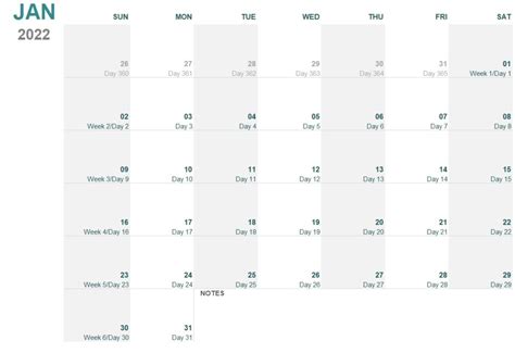 Julian Calendar Any Year Template In Excel Downloadxlsx