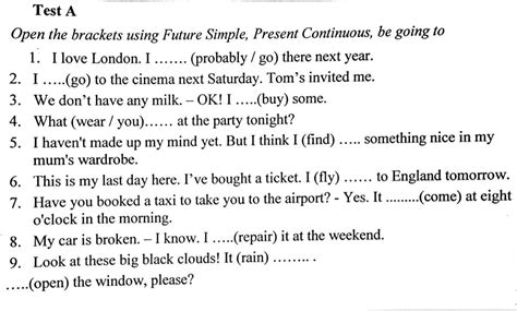 Тест на способы выражения будущего времени