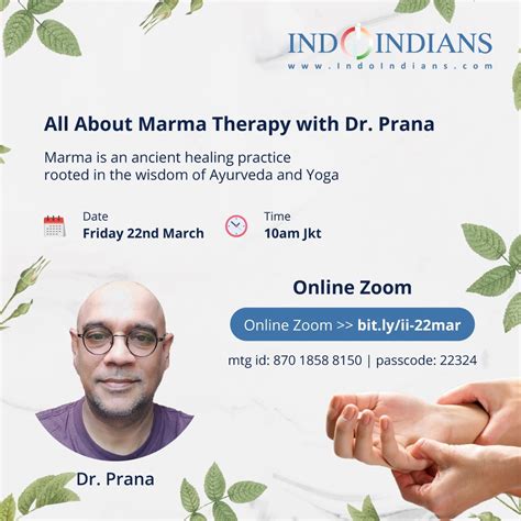 Indoindians Zoom Event All About Marma Therapy With Dr Prana