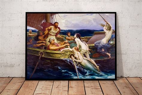 Ulysses And The Sirens Fine Art Print Mythology Vintage Classic Art