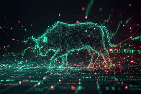 An Abstract Representation Of A Bull And Bear Rendered With Glowing