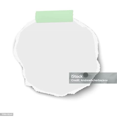 흰색 배경에 배치 끈적 끈적한 접착제 테이프에 부드러운 그림자와 벡터 둥근 비정형 종이 스크랩 0명에 대한 스톡 벡터 아트 및 기타 이미지 Istock