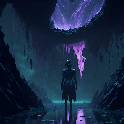 Premium AI Image Photo Of A Man Exploring A Frozen Cave