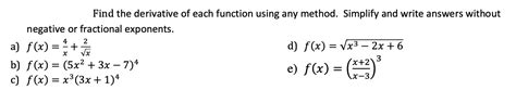 Solved 2 Find The Derivative Of Each Function Using Any