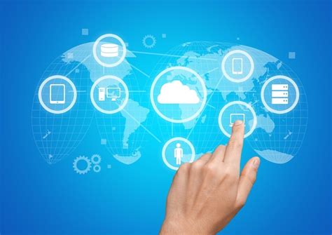 Premium Photo Cloud Computing Cloud Technology Cyberspace Innovation Human Hand Touch Screen