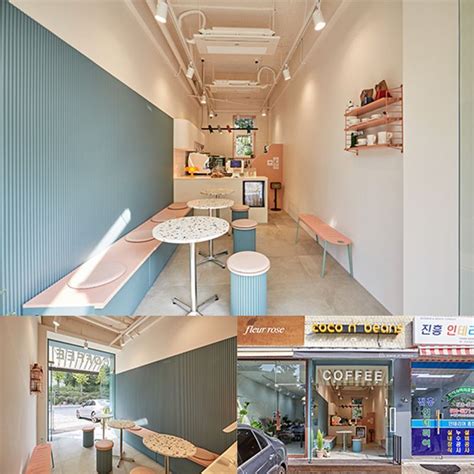 포인트컬러로 귀엽게 연출한 7평 작은카페인테리어 비용 Coffee Shop Interior Design Cafe Interior Design Cafe Shop Design
