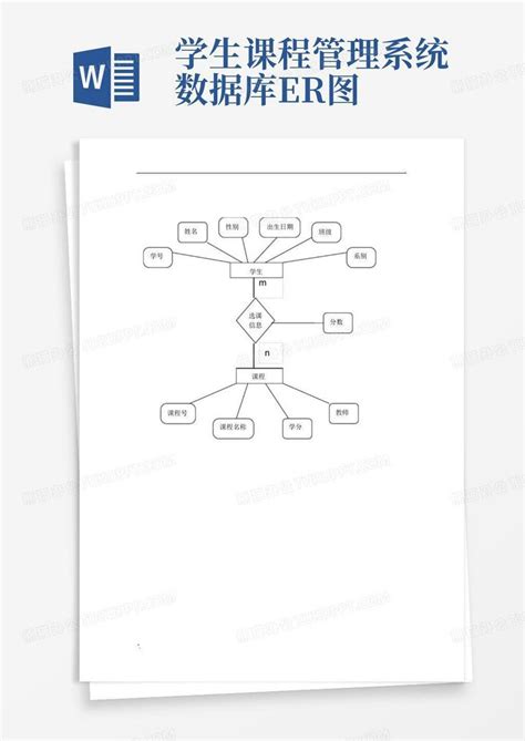 学生课程管理系统数据库er图Word模板下载 编号lpzyxdob 熊猫办公