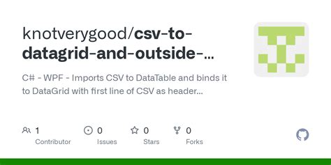 Github Knotverygoodcsv To Datagrid And Outside Application C Wpf
