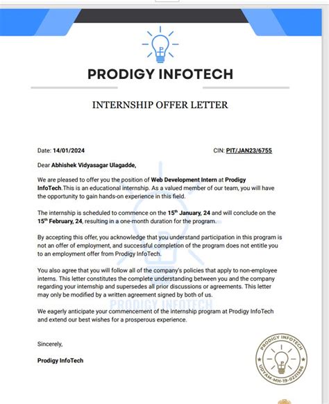 Abhishek Ulagadde On Linkedin Hello Internship Prodigyinfotech Webdevelopment