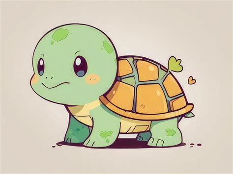 A Drawing Of A Turtle With A Heart On It Premium AI Generated Image