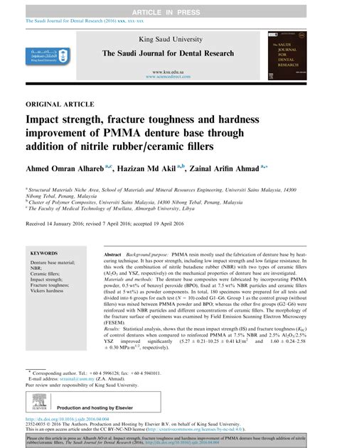 Pdf Impact Strength Fracture Toughness And Hardness Improvement Of