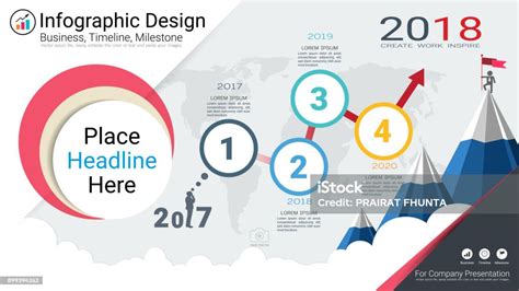 비즈니스 인포 그래픽 타임 라인 이정표 또는로 지도 4 옵션 전략적 계획 회사 값을 정의 하는 사실과 통계를 더 재미 있게 만들기 위해 프로젝트 관리에서 예약에 사용할 0