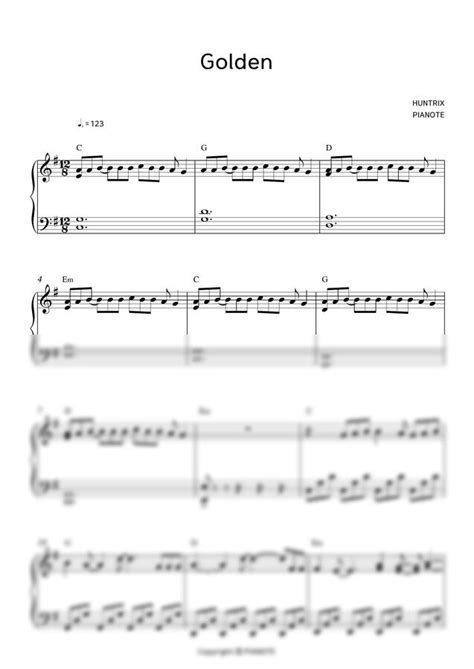 악보 헌트릭스huntrix Golden골든kpop Demon Hunters Ost케이팝 데몬 헌터스 Ost By 피아노트pianote