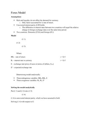 The AA DD Model Beskrivelse The AA DD Model Assumptions Open Economy Short Run Demand Based