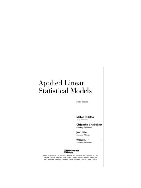 Applied Linear Statistical Models 5th Edition Michael H Kutner Download Pdf Applied