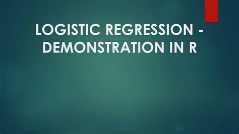 SOLUTION: Logistic regression in r - Studypool