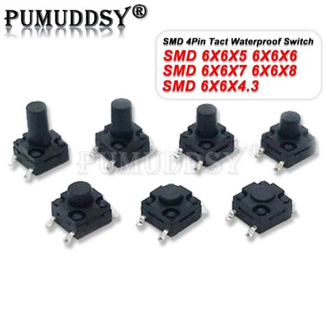 20pcs 6x6 Pcb Tactile Tact Mini Push Button Switch Smd 4pin Micro Switch 6 6 4 3 5 6 7 8 Mm 6x6