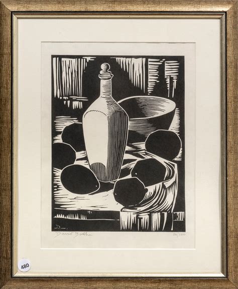 Lot David Botha Sa 1921 1995 Linocut Still Life Bottle And Fruit Signed And Numbered 36 100