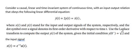 Solved Consider A Causal Linear And Time Invariant System Chegg