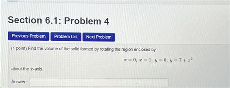 Solved Section 61 Problem 41 ﻿point ﻿find The Volume Of