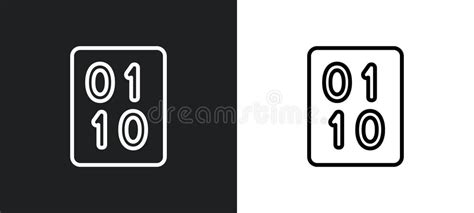 Binary Outline Icon In White And Black Colors Binary Flat Vector Icon From Artificial