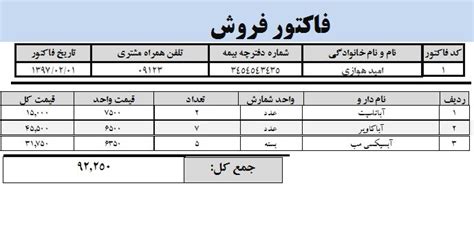 برنامه داروخانه و فاکتور با اکسس