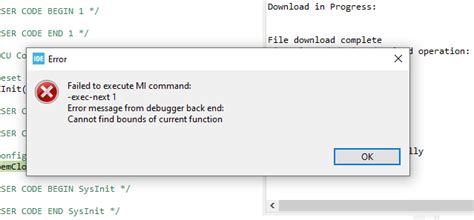 Solved Failed To Execute Mi Command Stmicroelectronics Community