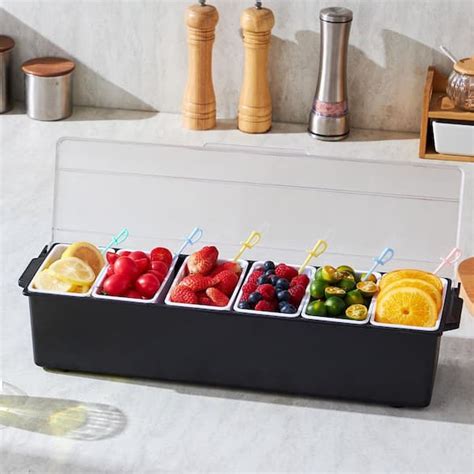 Vevor Chilled Condiment Server 6 Compartment Ice Cooled Condiment