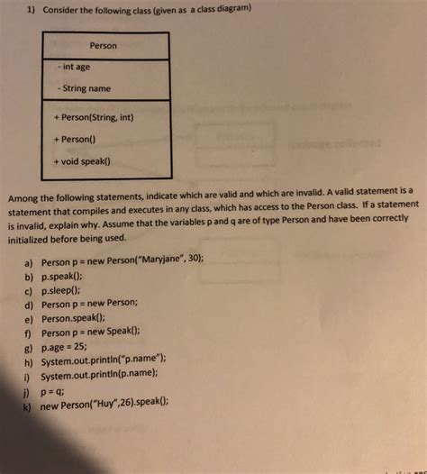 Solved Consider The Following Class Given As A Class Chegg