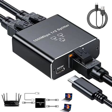 Ethernet Splitter Gigabit Network Switch 1000mbps High Speed Splitter 1 To 2 Port