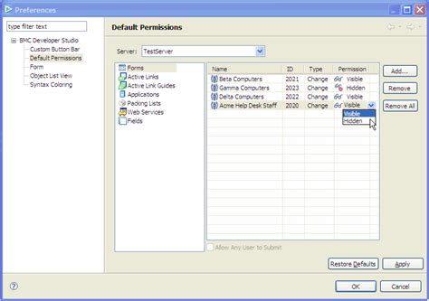 Defining Default Permissions Documentation For Bmc Helix Innovation