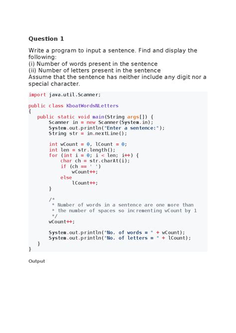 More String Handling Programs Question 1 Write A Program To Input A