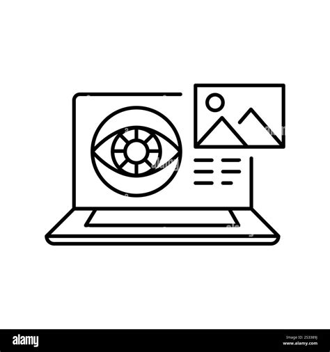 Computer Vision Black Line Icon Vector Isolated Element Editable Stroke Stock Vector Image