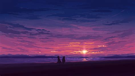 Atardecer En La Playa Arte Digital Aesthetic Fondo De Pantalla 4k Id 7260