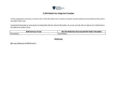 CJ 406 Module Four Assignment Template Complete This Template By Replacing The Bracketed Text