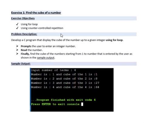 Solved Exercise Find The Cube Of A Number Exercise Chegg