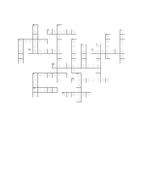 Les Objets De La Classe French Crossword Puzzle By Ana Wagner