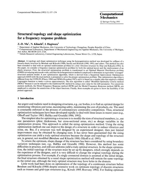 Pdf Structural Topology And Shape Optimization For A Frequency Response Problem
