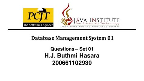 Database Management System Question 01 Java Institute Youtube