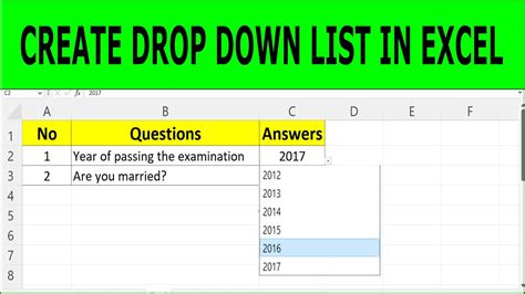 How To Create A Drop Down List In Excel YouTube